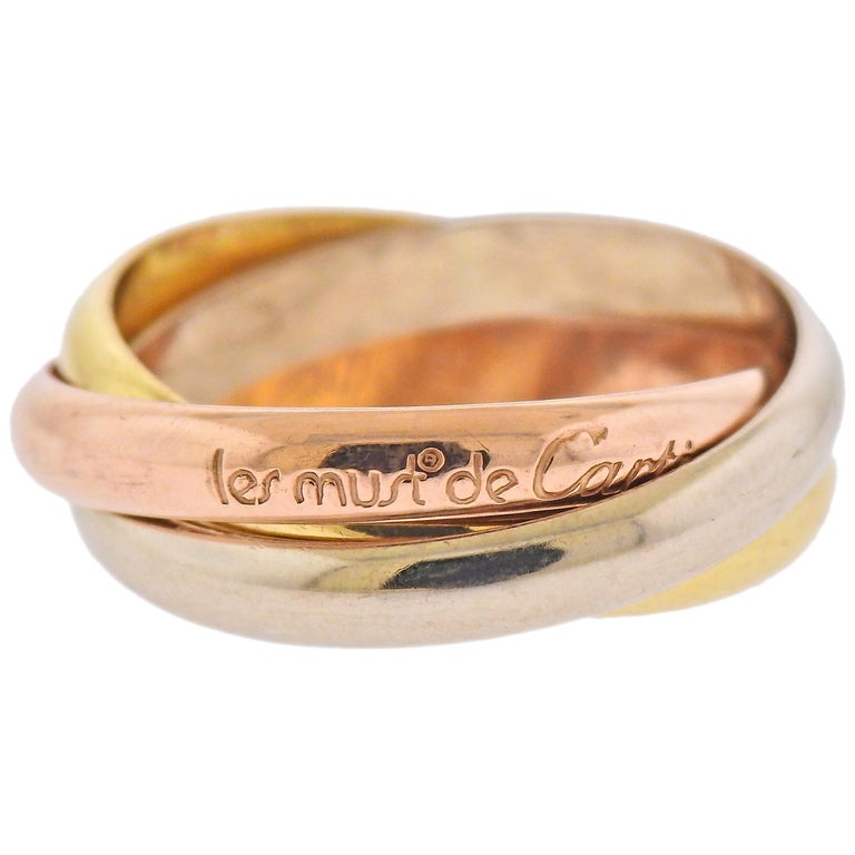 Cartier Trinity Tri Color Gold Rolling Band Ring at 1stDibs