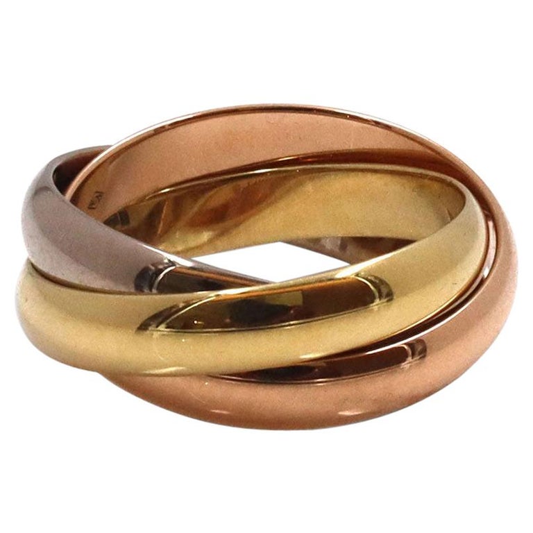 Cartier Trinity Tri-Color Gold Rolling Ring at 1stDibs