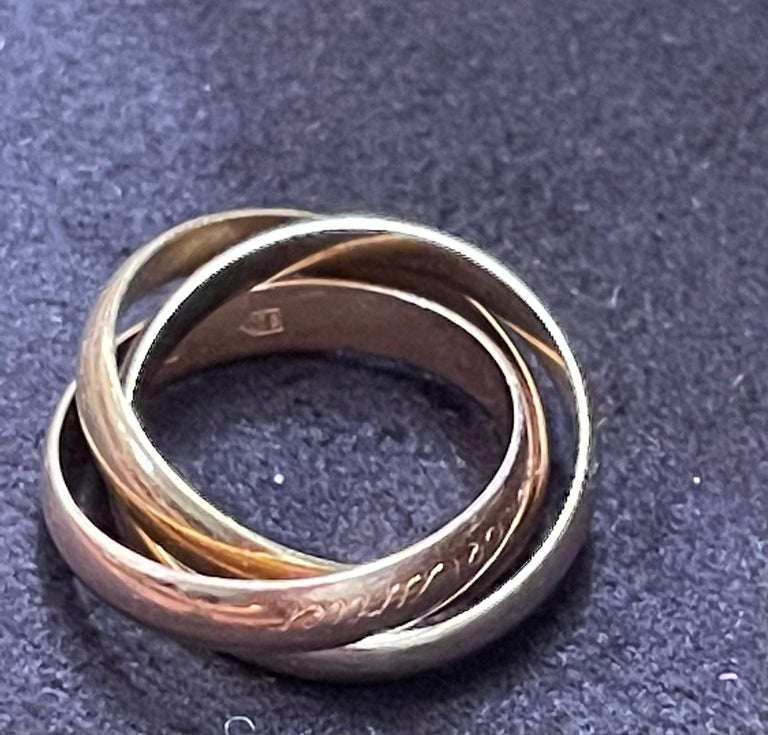 Cartier Trinity Tri-Color White, Yellow Rose, 18 Karat Gold Rolling ...