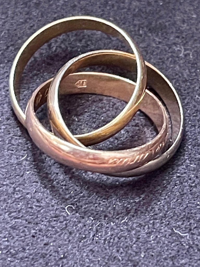 Cartier Trinity Tri-Color White, Yellow Rose, 18 Karat Gold Rolling ...