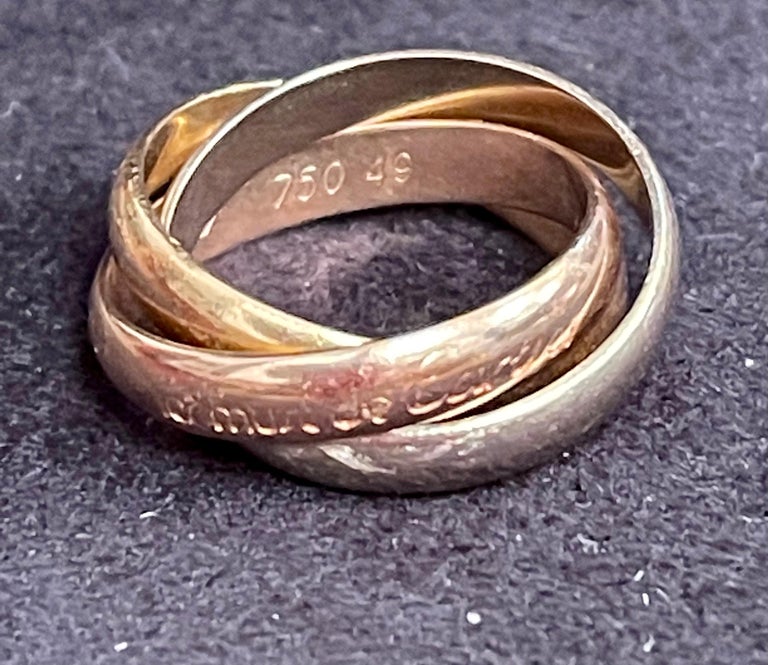 Cartier Trinity Tri-Color White, Yellow Rose, 18 Karat Gold Rolling ...