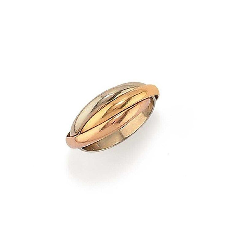 Cartier Trinity Tri-Color White, Yellow Rose, 18 Karat Gold Rolling ...
