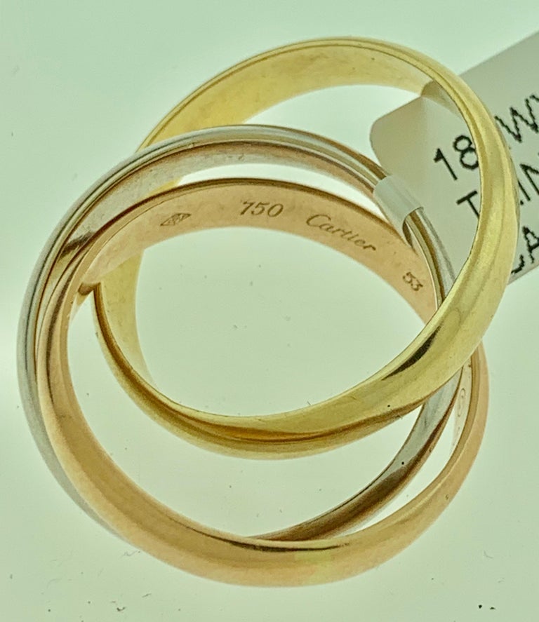 Cartier Trinity Tri-Color White, Yellow Rose, 18 Karat Gold Rolling ...