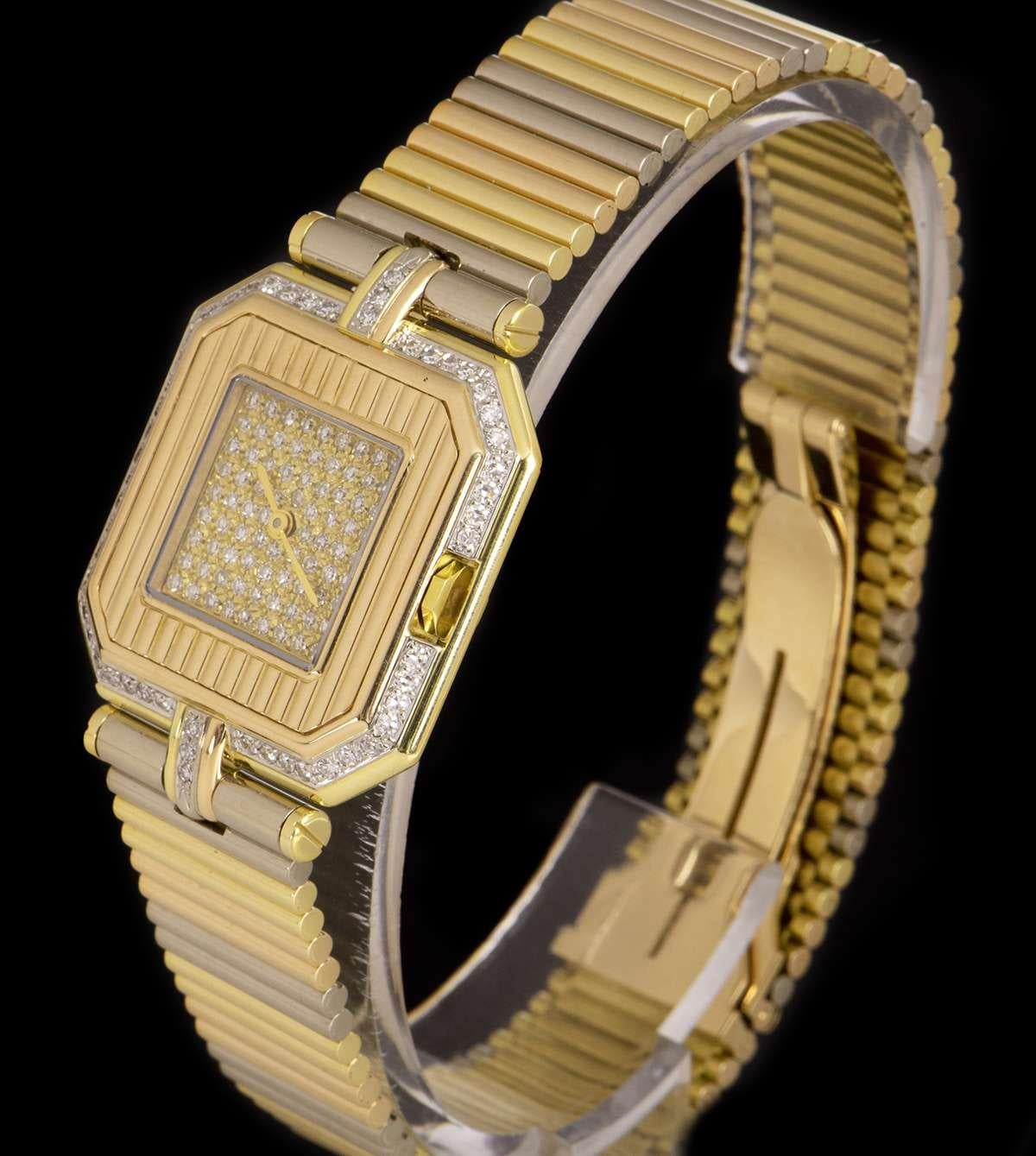 Cartier Trinity Tri-Gold Champagne Pave Diamond Dial Watch at 1stDibs ...
