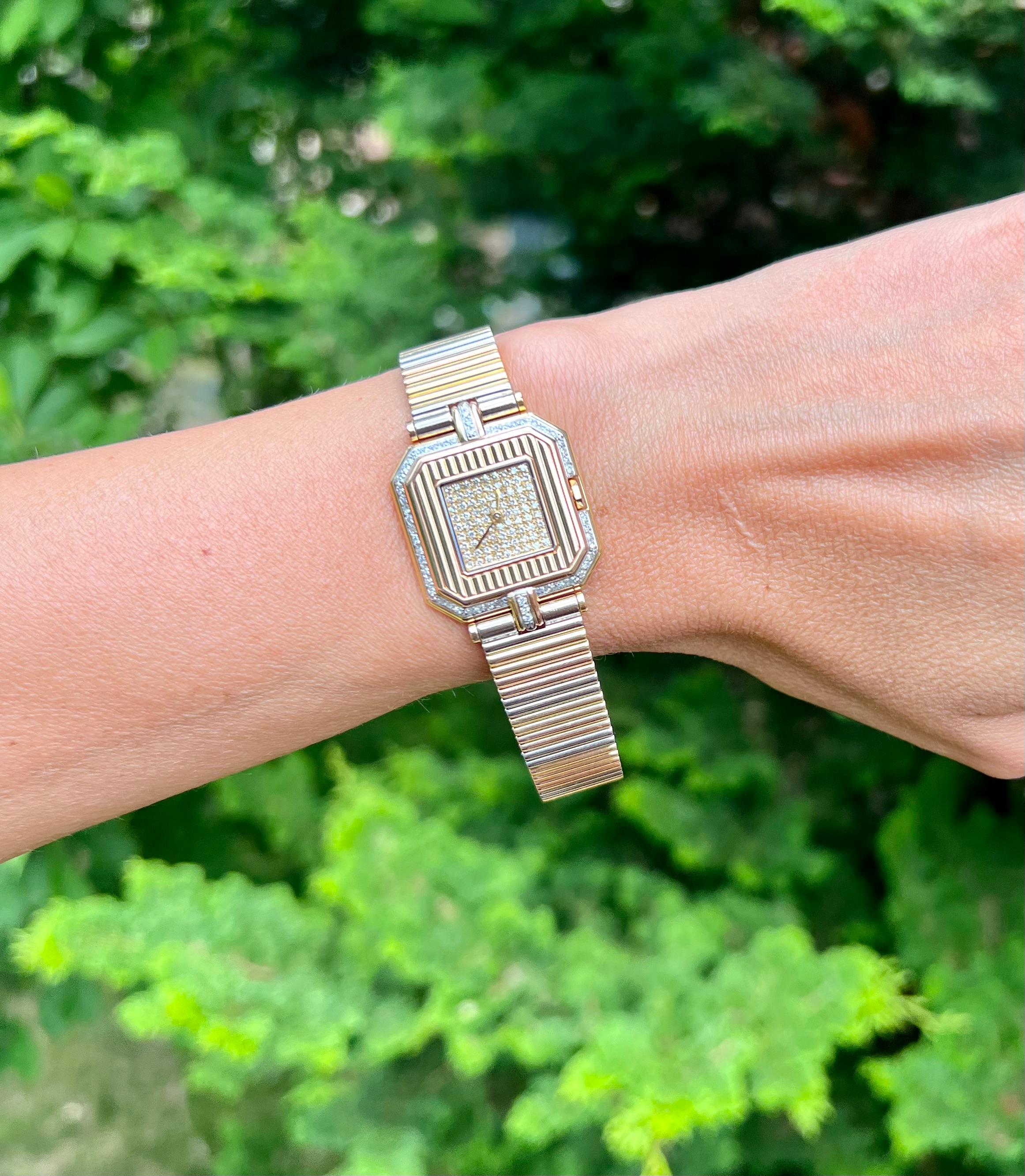 Cartier Trinity Tri-Gold Champagne Pave Diamond Dial Watch in 18 Karat ...