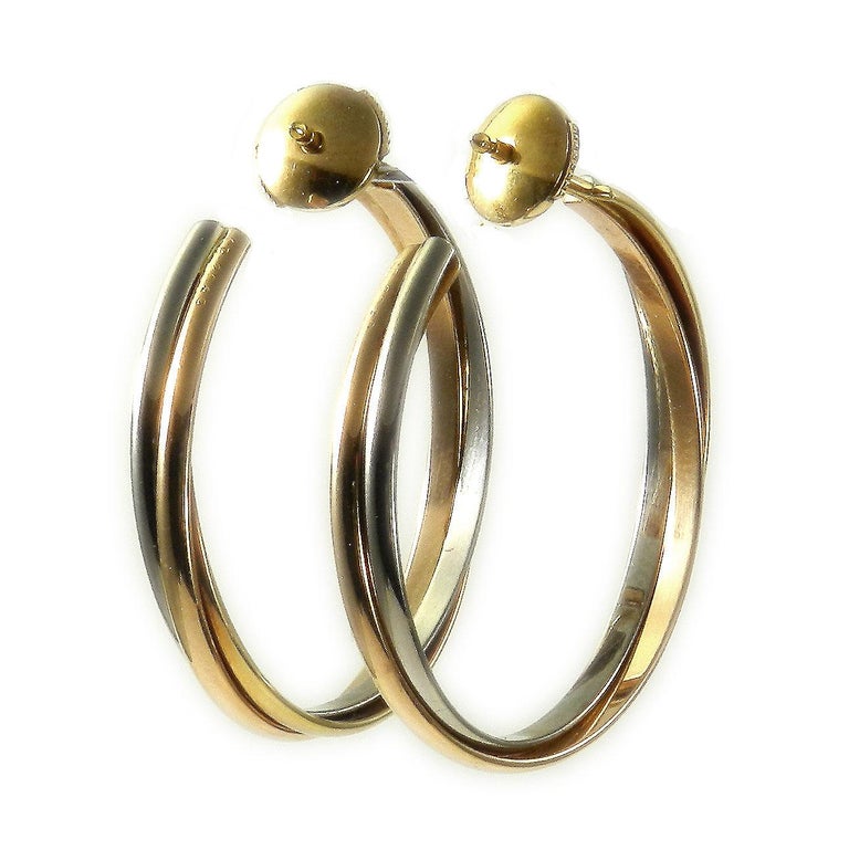 Cartier Trinity Tricolor Gold Hoop Earrings at 1stDibs