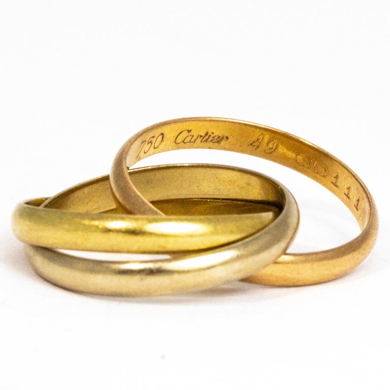 Cartier Trinity White Gold, Yellow Gold and Rose Gold Ring at 1stDibs
