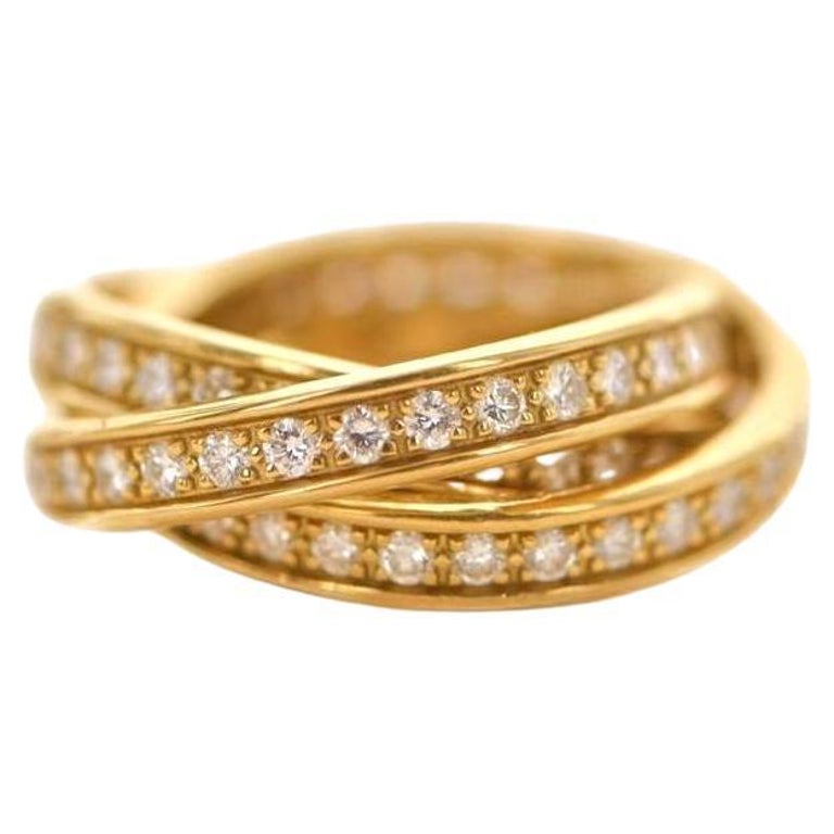 Cartier Trinity Yellow Gold Diamond Pave Band Ring For Sale at 1stDibs