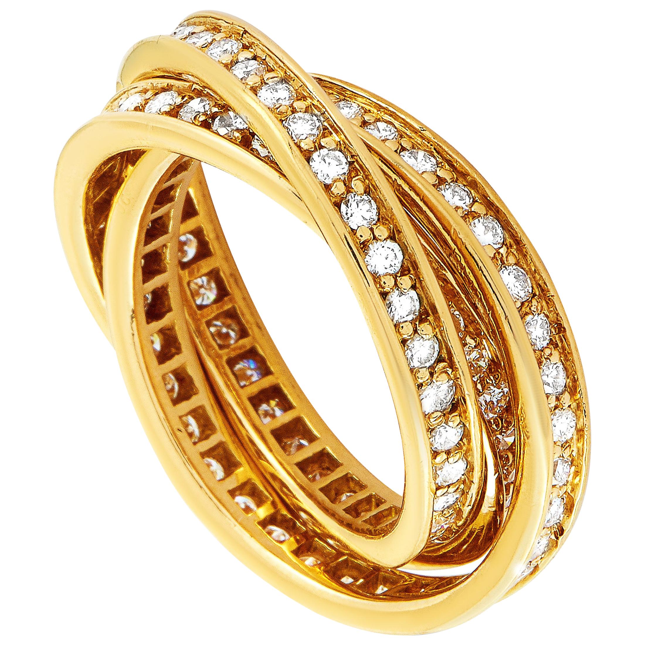 Cartier Trinity Yellow Gold Diamond Ring at 1stDibs