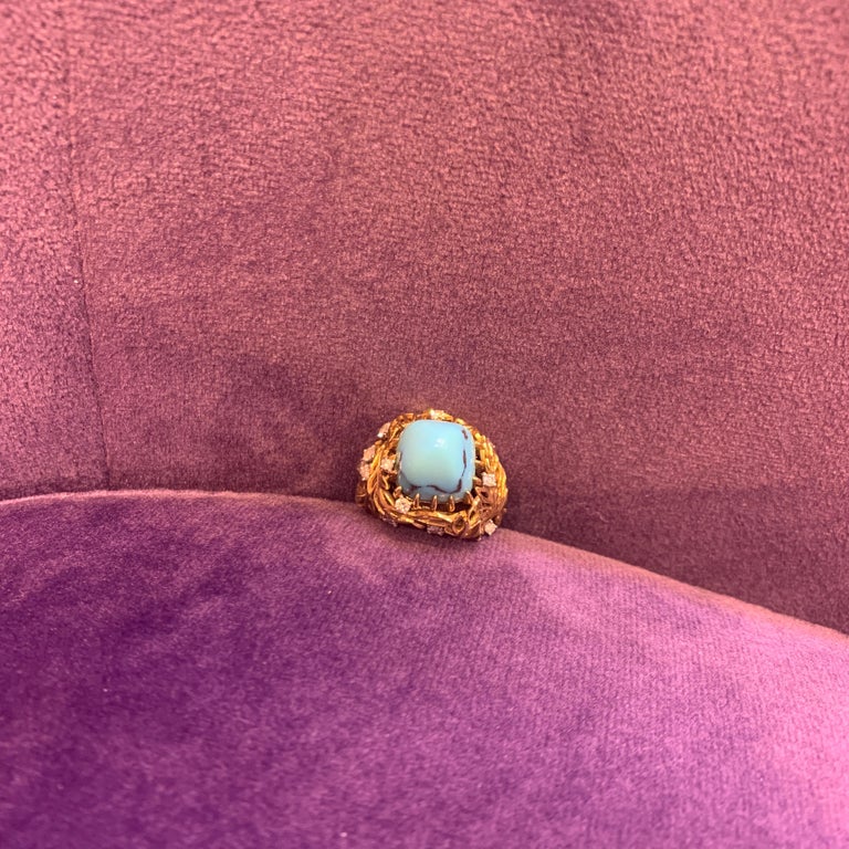 Cartier Turquoise and Diamond Ring For Sale at 1stDibs