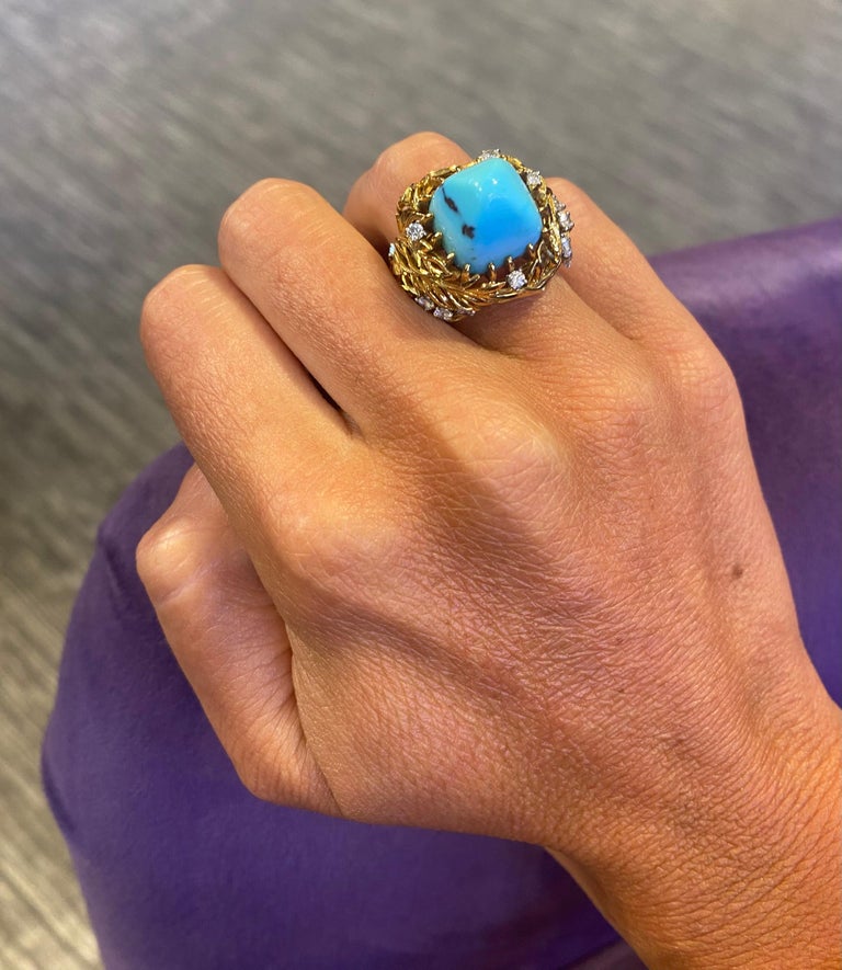 Cartier Turquoise and Diamond Ring For Sale at 1stDibs