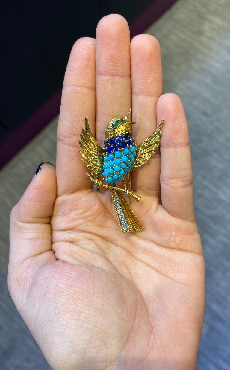 Cartier Turquoise Bird Brooch For Sale at 1stDibs