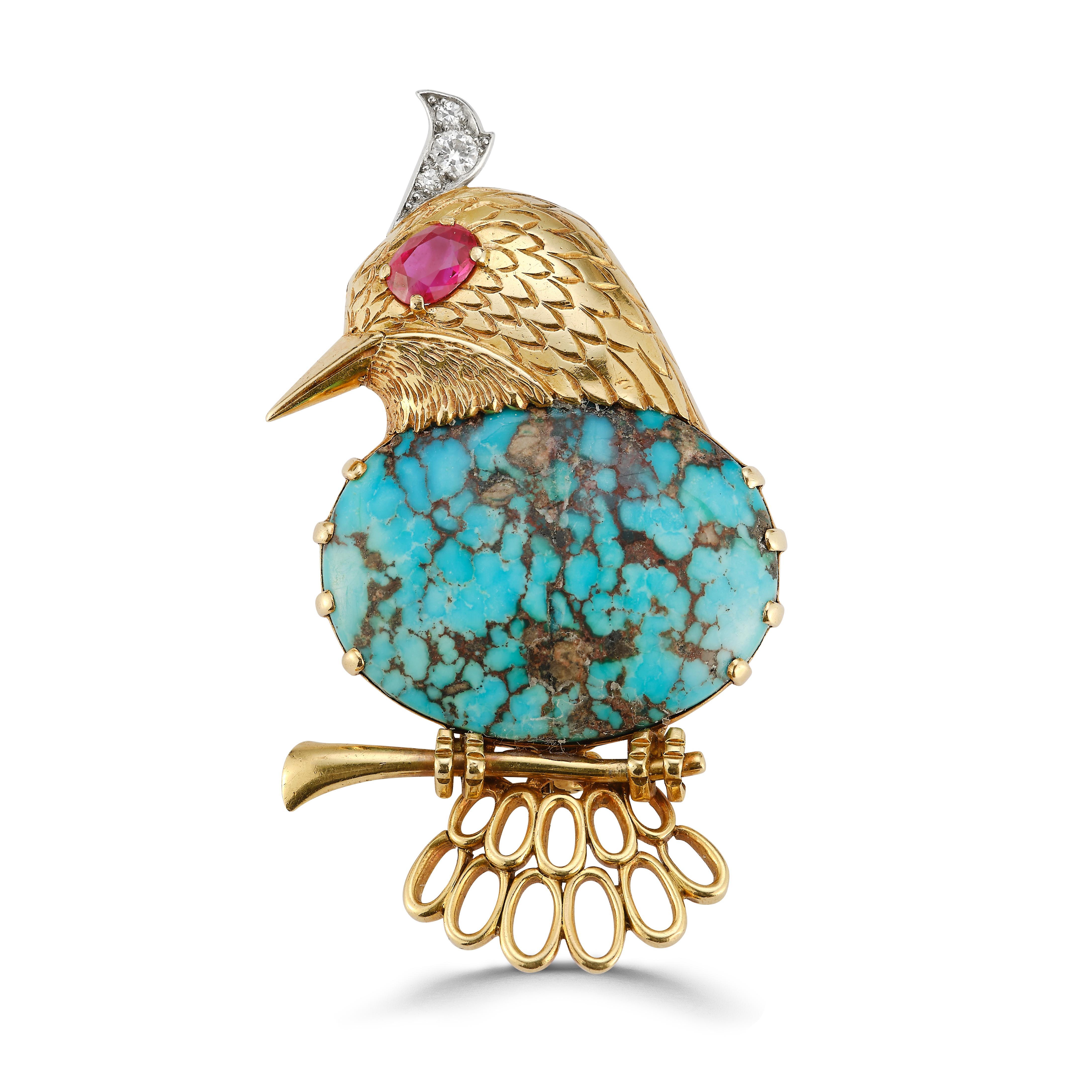 Cartier Turquoise and Diamond Bird Brooch For Sale at 1stDibs | bird ...