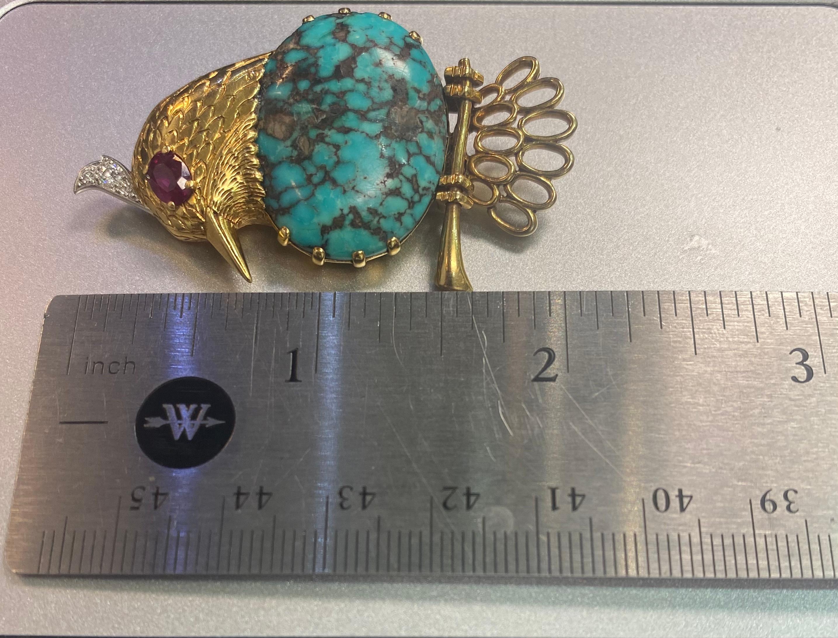 Cartier Turquoise and Diamond Bird Brooch For Sale at 1stDibs | bird ...