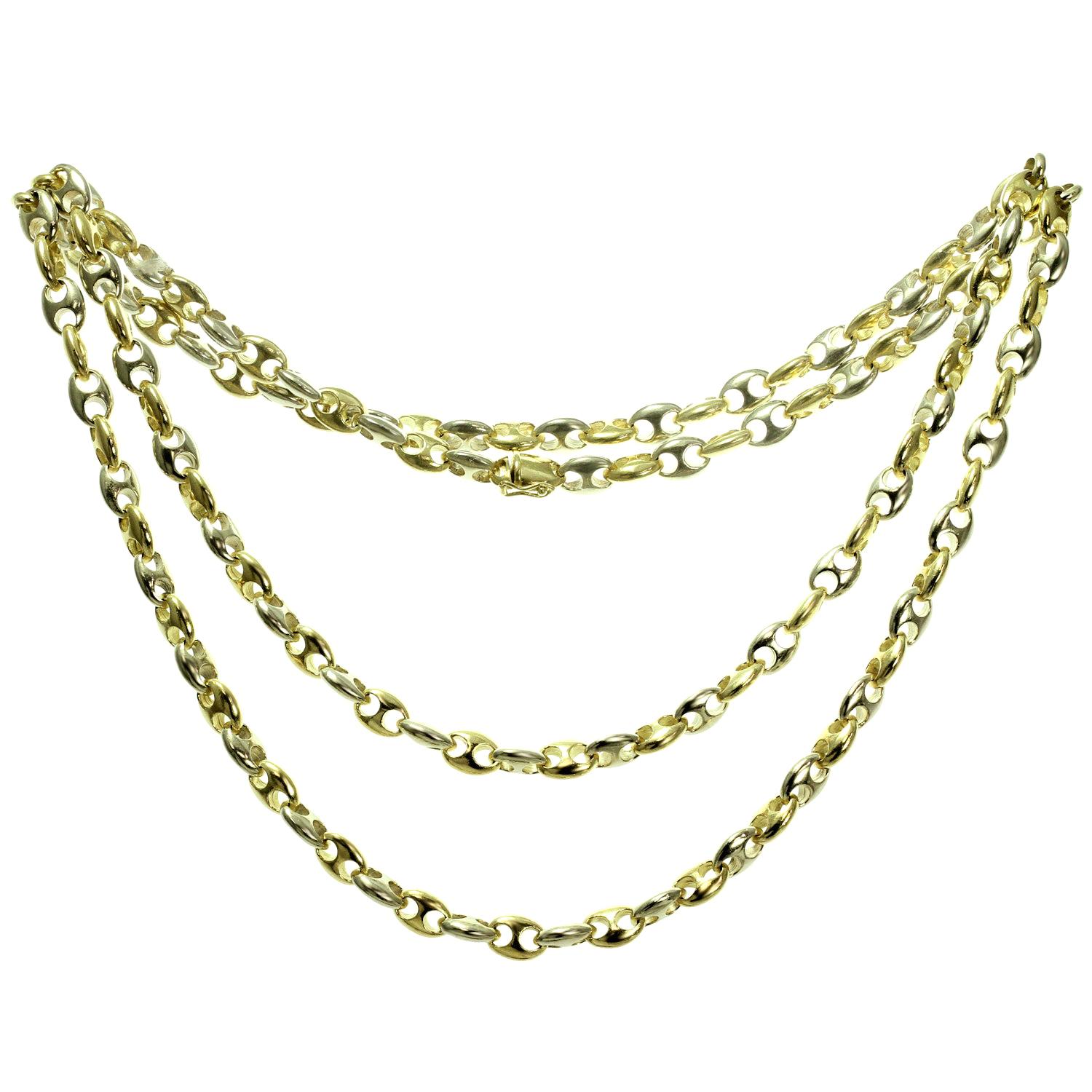 Cartier Two-Tone Gold Mariner Link Long Chain Unisex Necklace For Sale ...