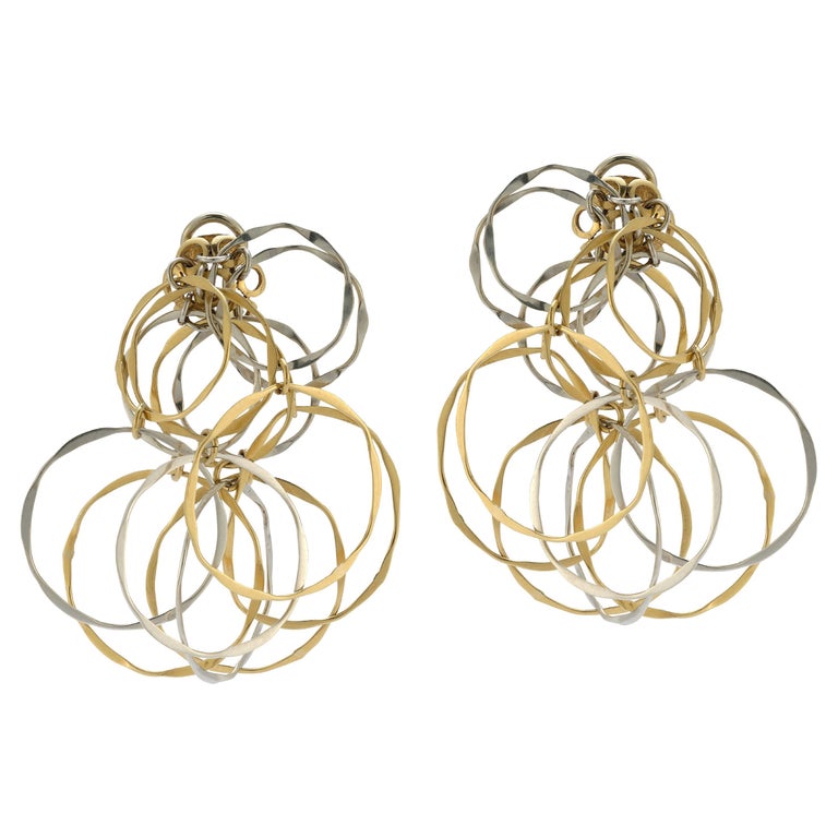 Cartier Two Tone Gold Modernist Multi Hoop Dangle Earrings For Sale at ...