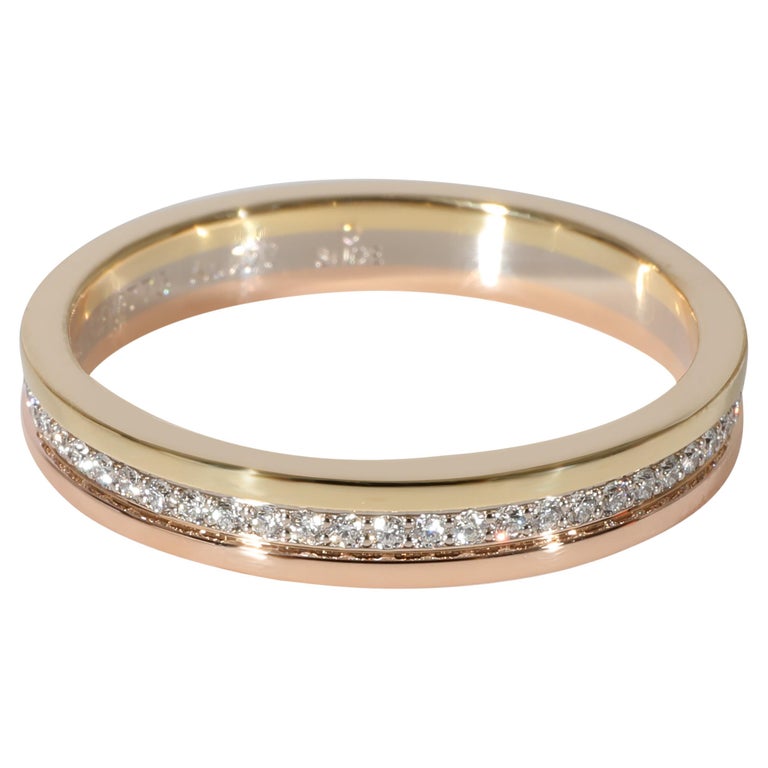 Cartier Vendome Louis Cartier Wedding Band in 18k 3 Tone Gold 0.25 CTW ...
