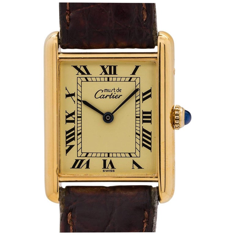 Cartier Vermeil Tank Louis Quartz Wristwatch, circa 1990s at 1stDibs