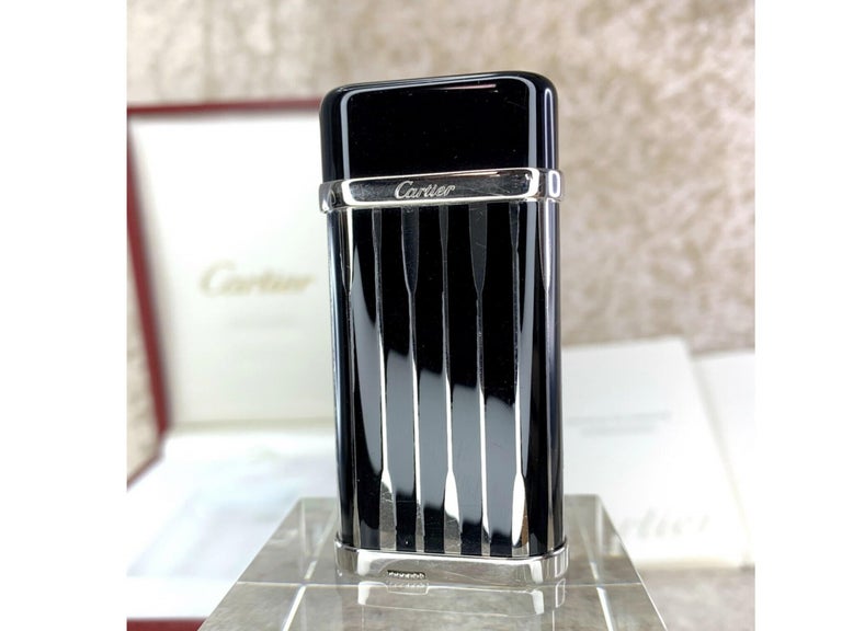 Cartier Very Rare Backgammon Black and Silver Lighter For Sale at 1stDibs