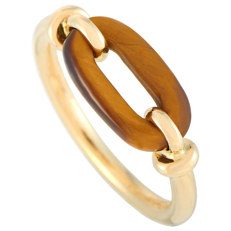 Cartier Vintage 18 Karat Yellow Gold Tiger's Eye Ring at 1stDibs