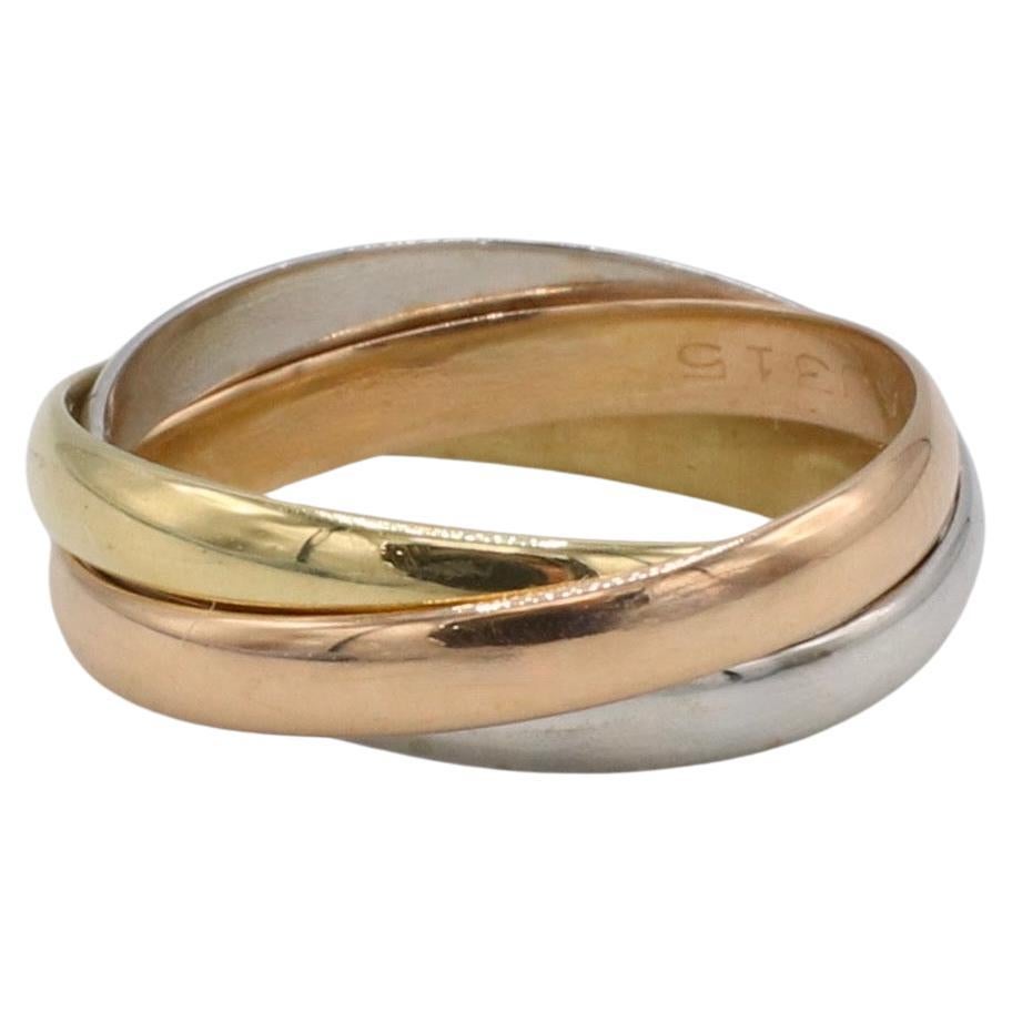 Cartier Vintage 18 Karat Yellow Gold Tri-Color Trinity Rolling Band ...