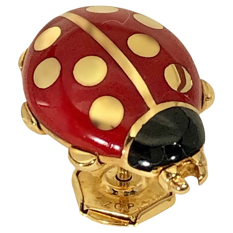 Cartier Vintage 18K Gold and Enamel Lady Bug Lapel Pin at 1stDibs