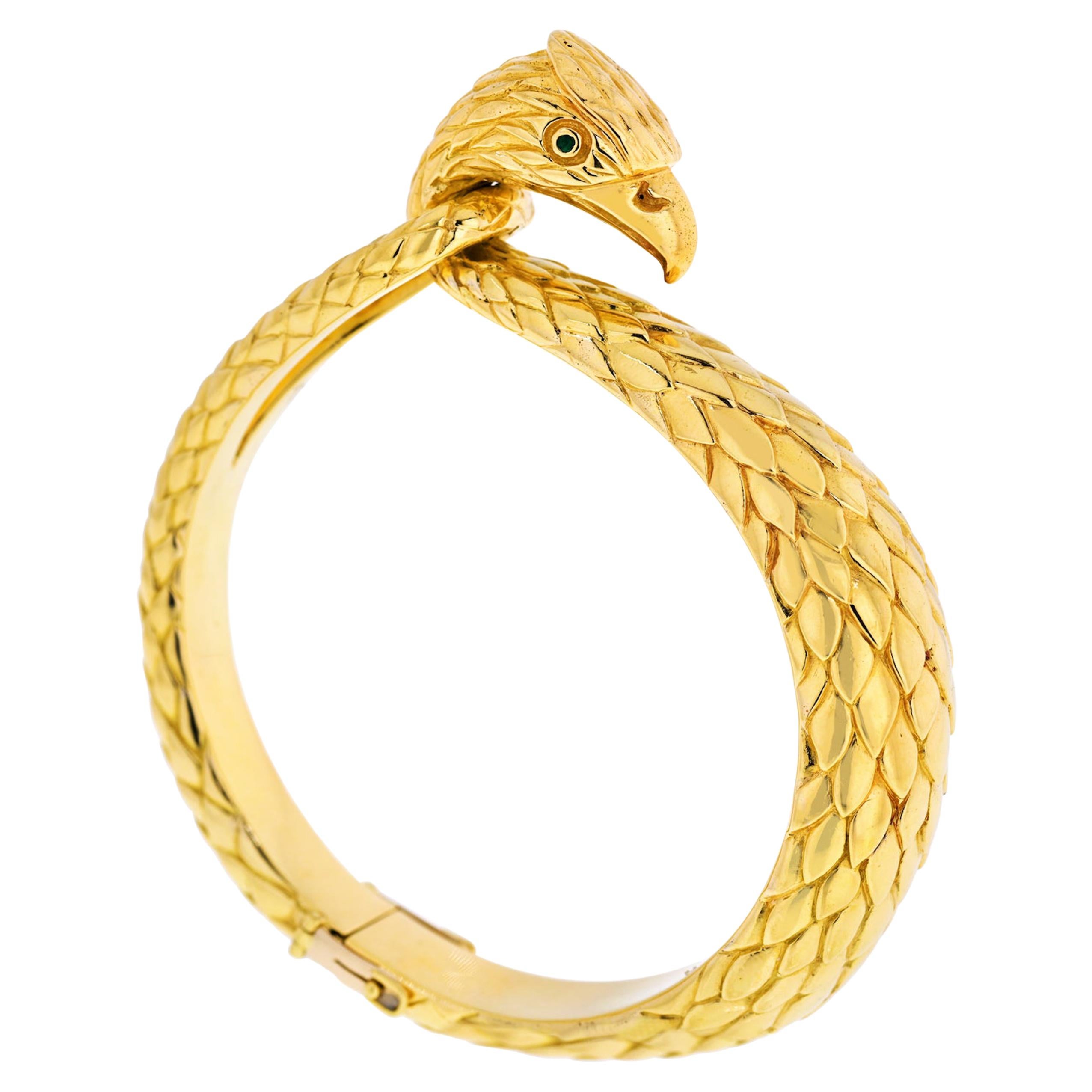 Cartier Vintage 18k Yellow Gold Falcon Eagle Bangle Bracelet, 1960's at ...