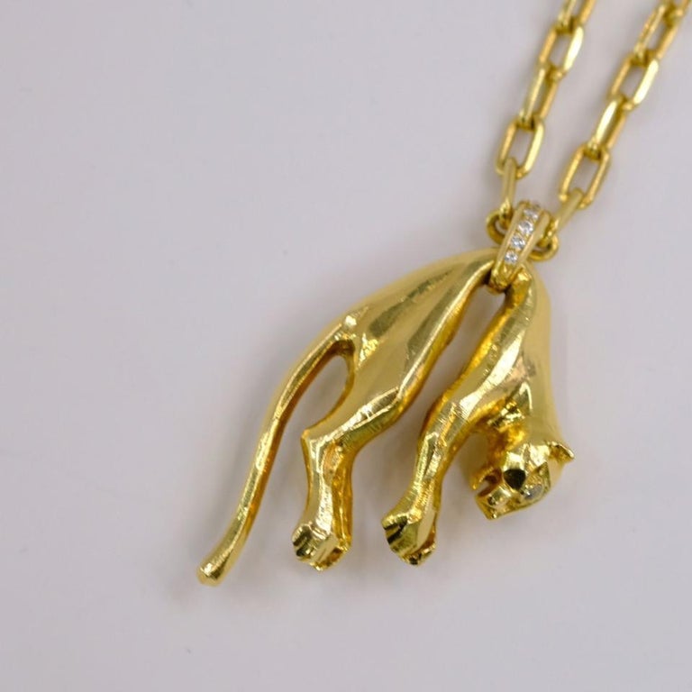 Cartier Vintage 18 Karat Yellow Gold Panther Two Diamond Eyes Chain ...
