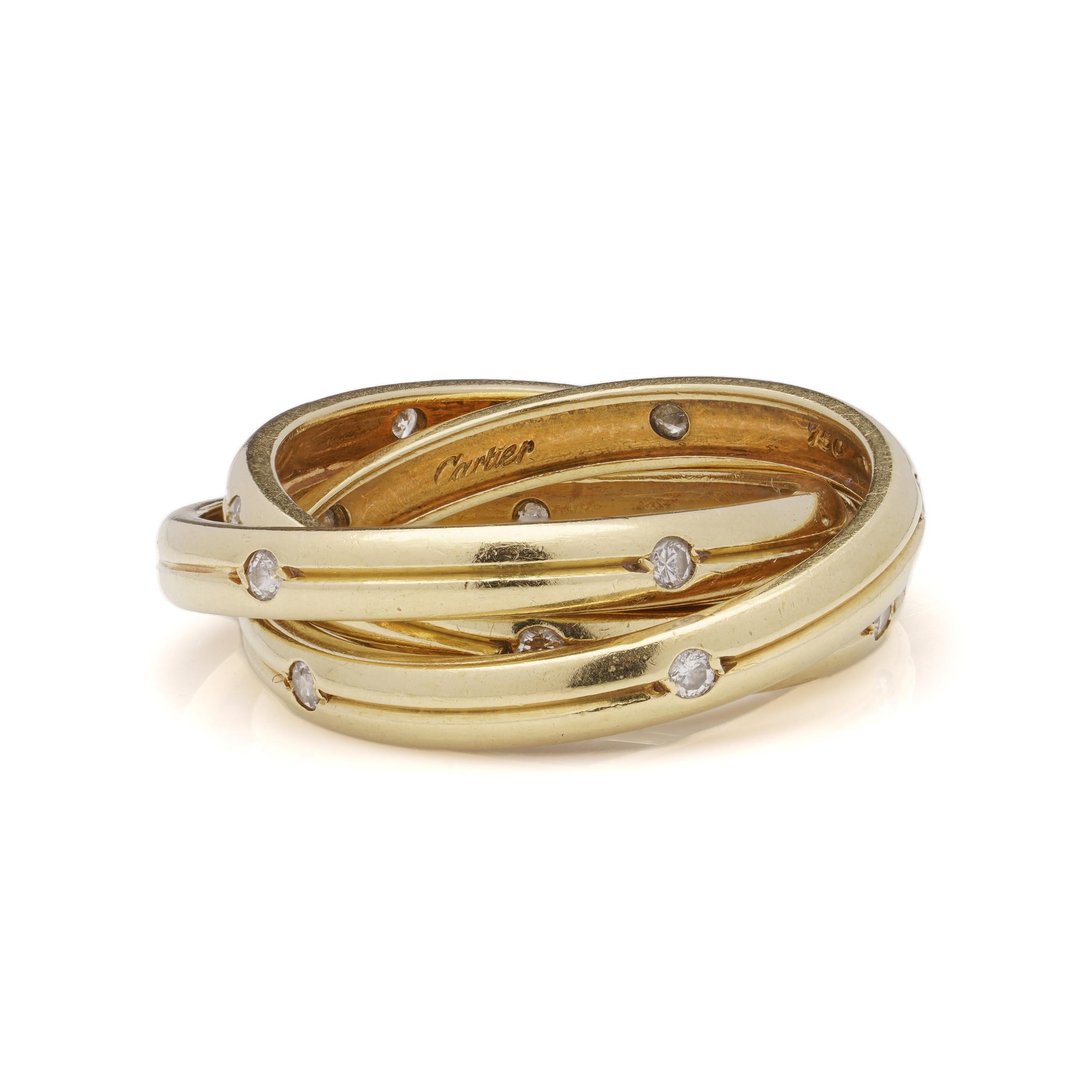 Cartier Vintage 18 Karat Yellow Gold Constellation Trinity Diamond Ring ...