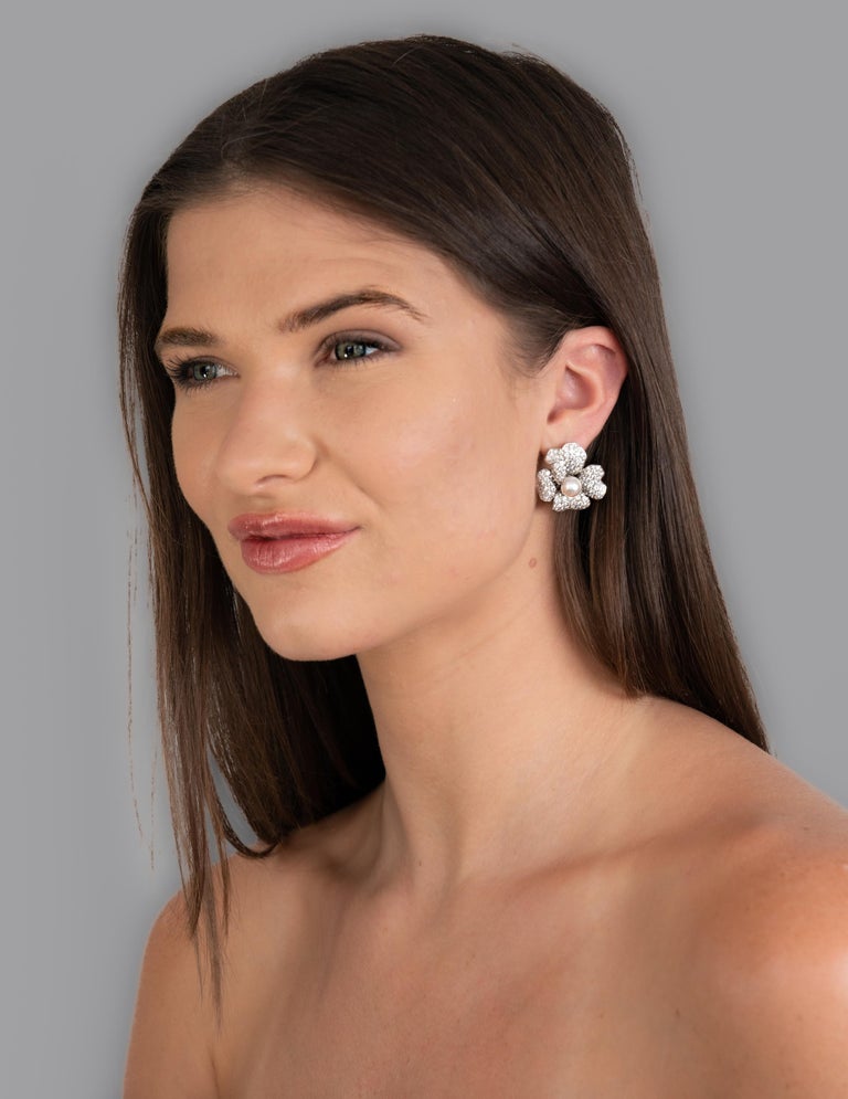 Cartier Vintage 9.28 CTW Diamond South Sea Pearl 18 Karat White Gold ...