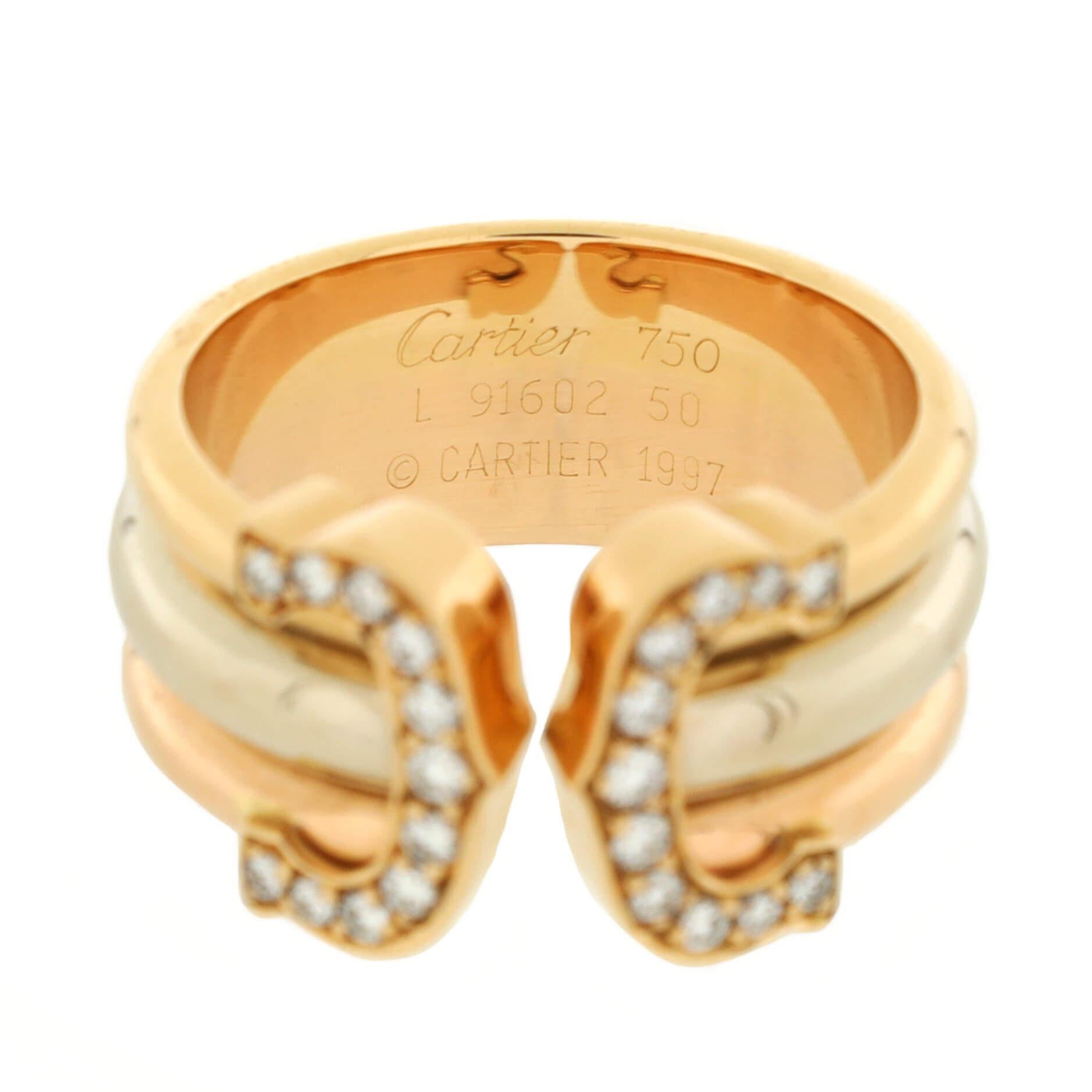 Cartier Vintage C de Cartier Ring 18K Tricolor Gold with Diamonds 9mm ...