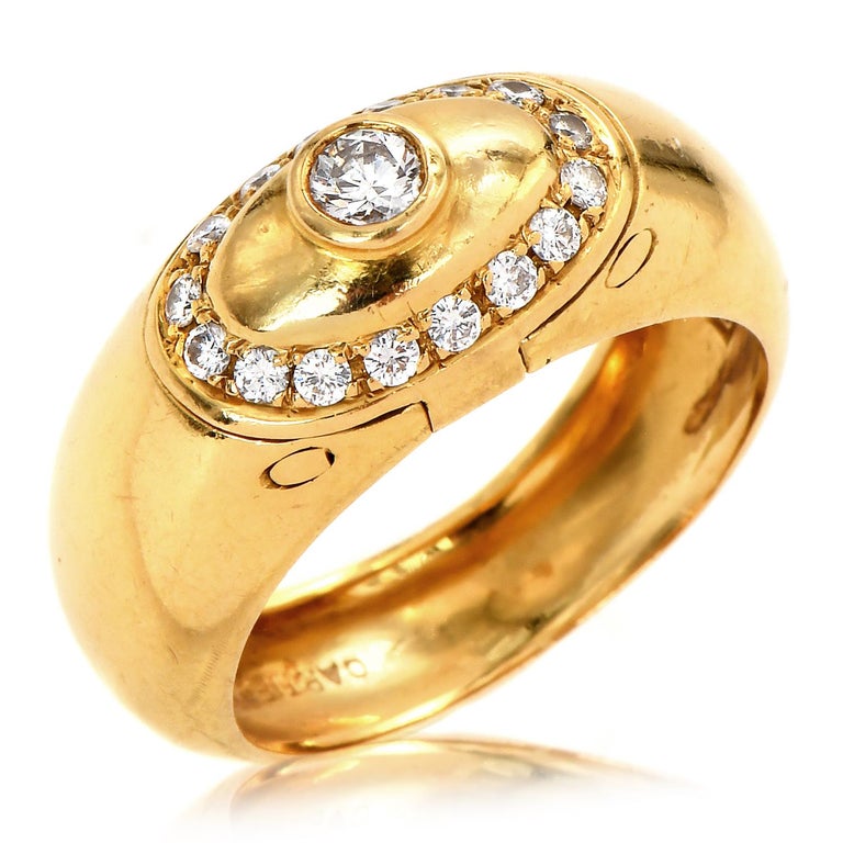 Cartier Vintage Diamond 18K Yellow Gold Halo Poison Band Ring For Sale ...