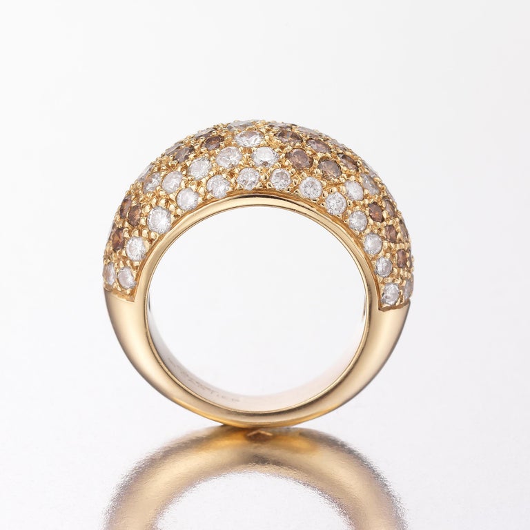 Cartier Vintage Diamond and 18 Karat Gold Bombe Ring For Sale at 1stDibs