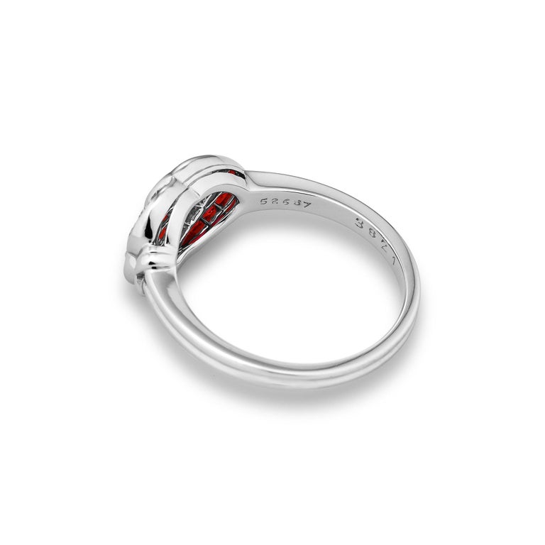 Cartier Vintage Diamond Ruby Platinum Double Heart Ring at 1stDibs