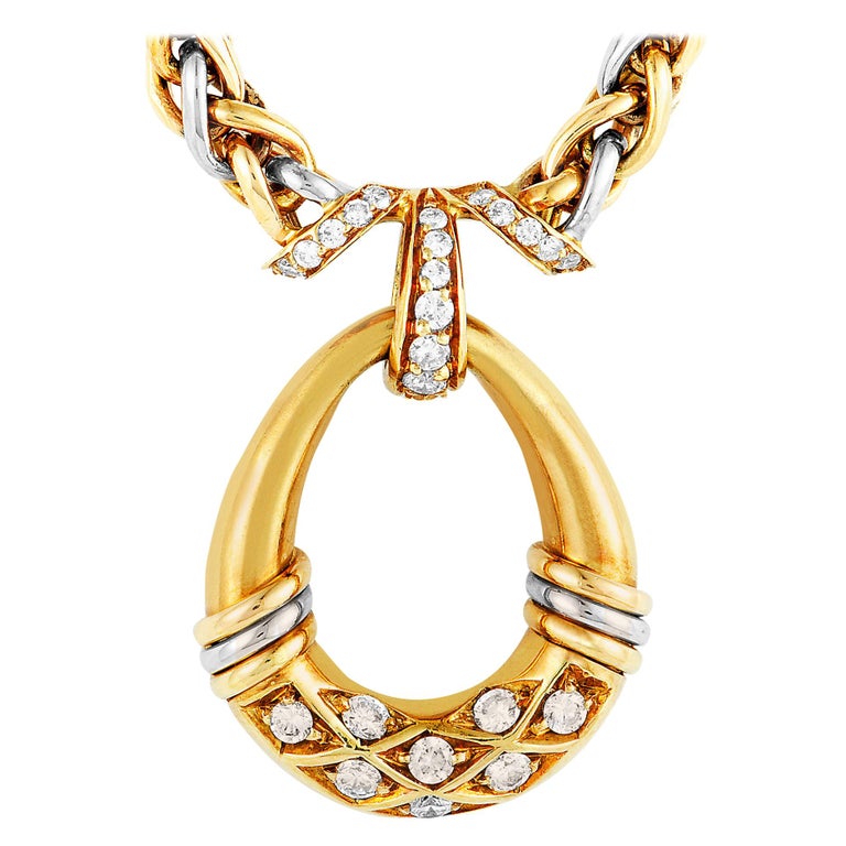Cartier Vintage Diamond Yellow Gold Pendant Necklace at 1stDibs