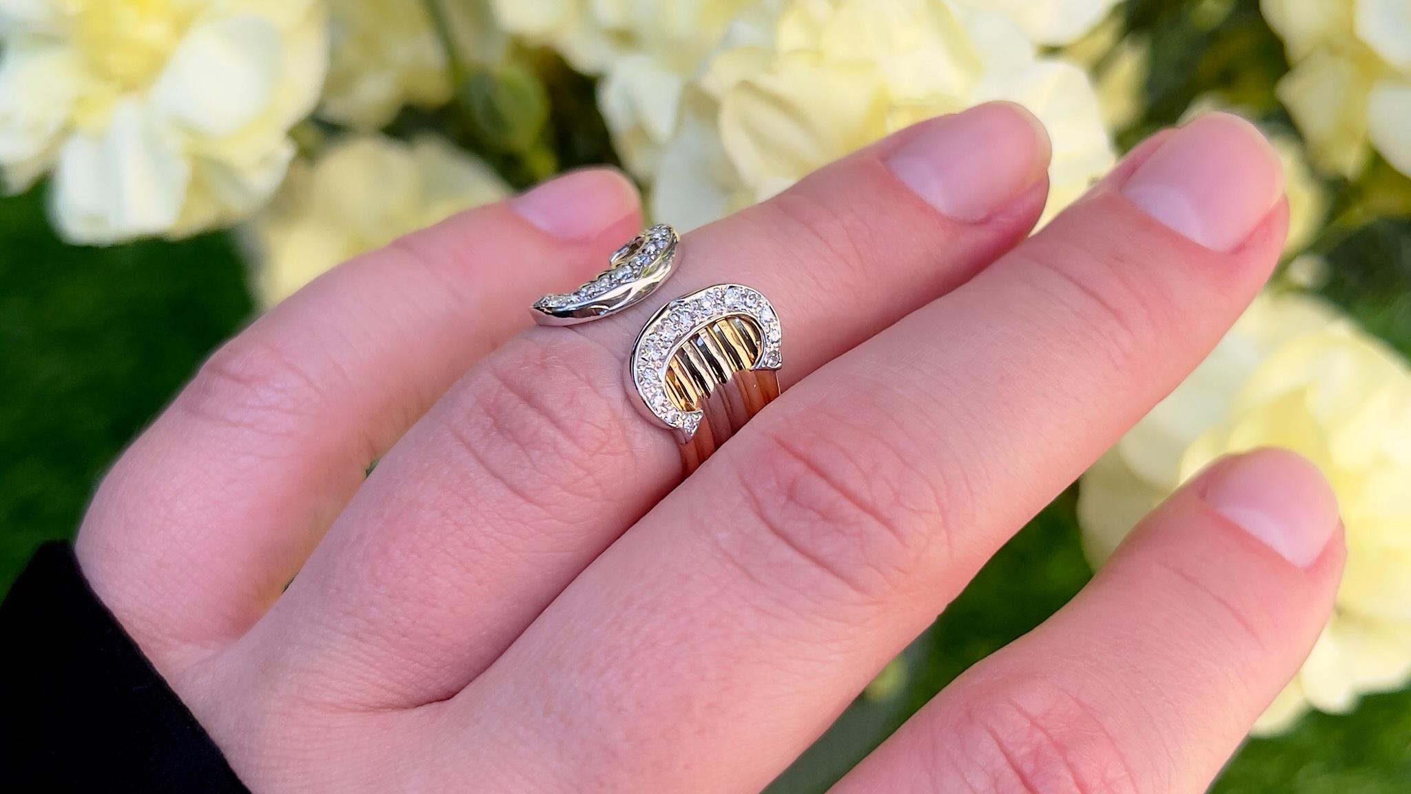 Cartier Vintage Double C Ring Diamonds Original Box For Sale at 1stDibs