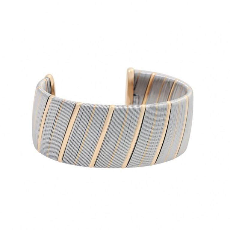 Cartier Vintage, Fine Flexible Arm Clip Made of Stainless Steel and GG ...