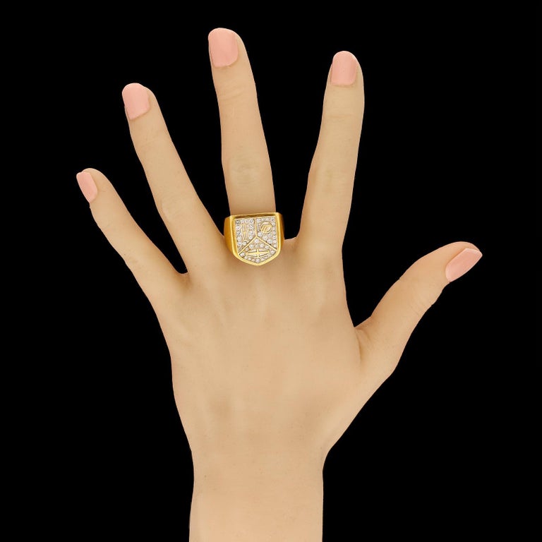 Cartier, Vintage Gold and Diamond Lincoln Motor Signet Ring, circa 1985 ...