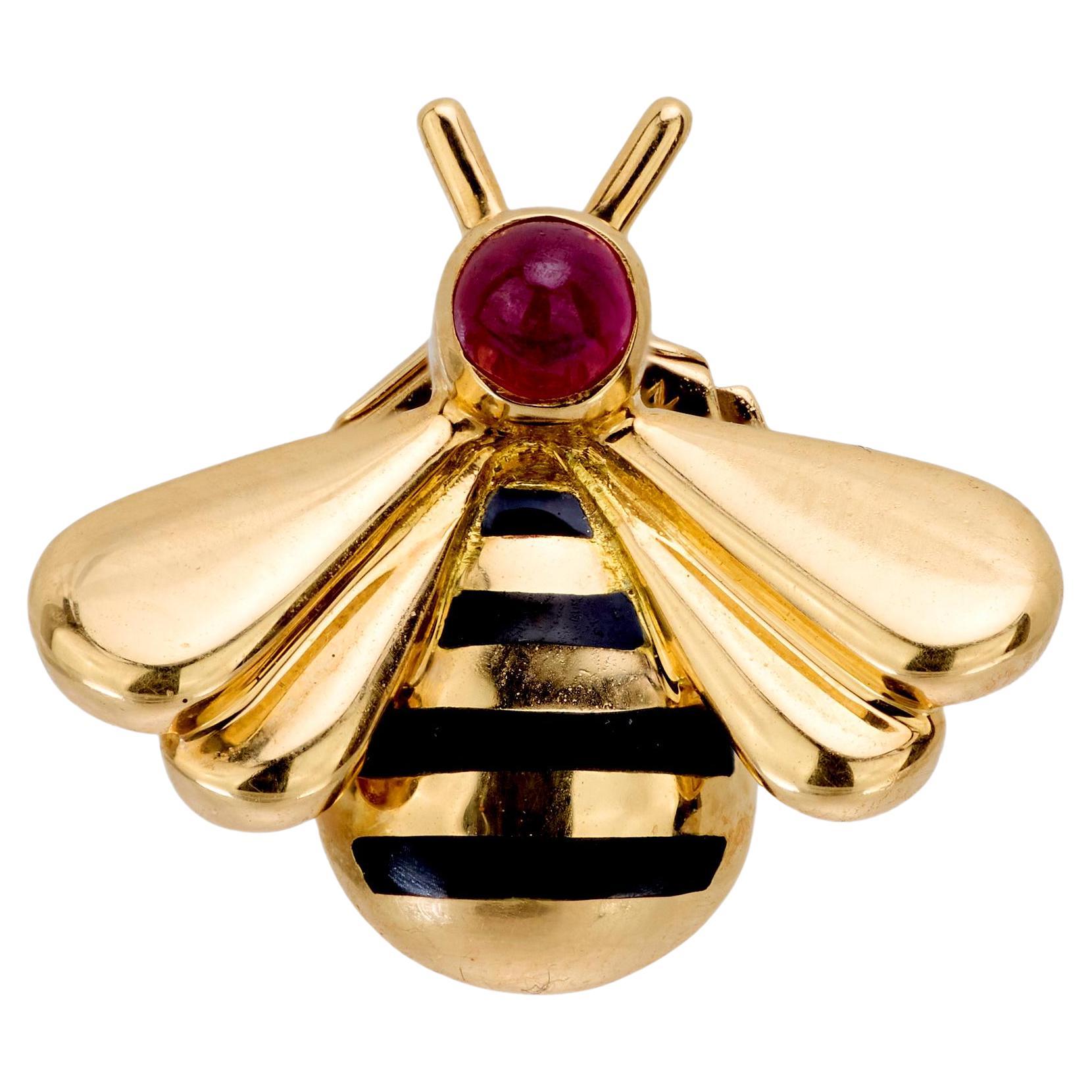 Cartier Ruby Vintage Dachshund Dog Brooch - Yellow Gold 18k Pet Canine ...