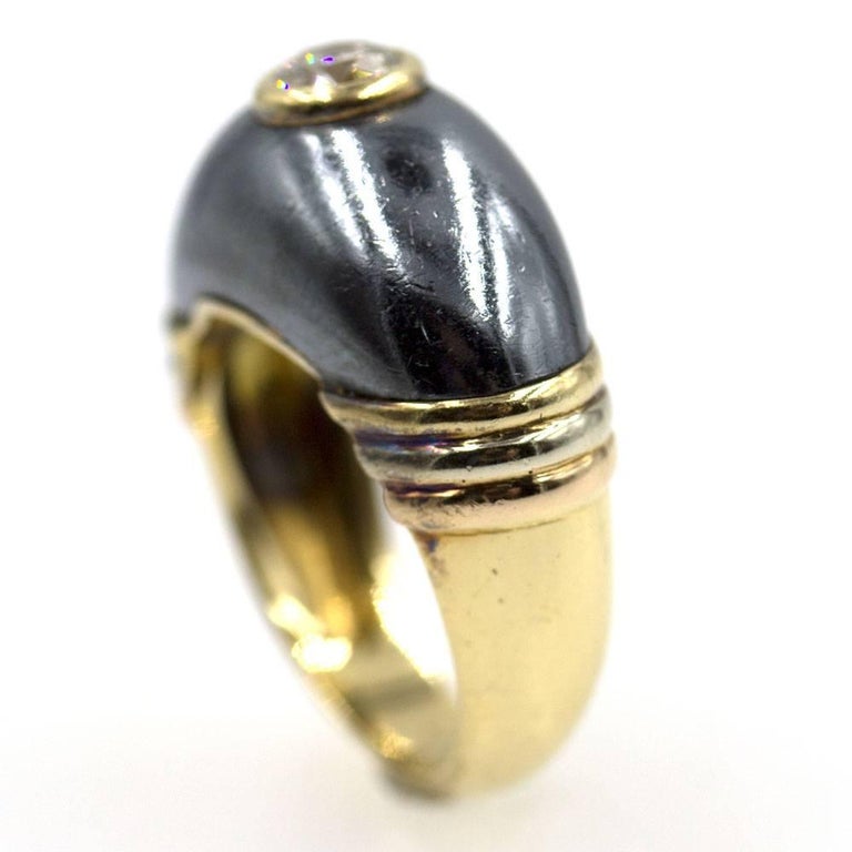 Cartier Vintage Solitaire Diamond Silverium 18 Karat Yellow Gold Ring ...