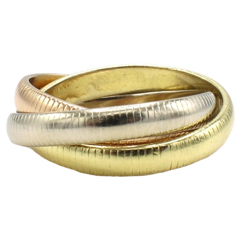 Cartier Vintage Tri-Color Trinity Rolling Ribbed Band Ring at 1stDibs
