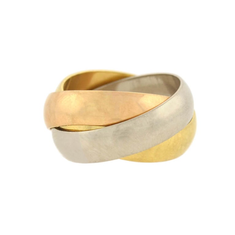 Cartier Vintage Tri-Tone Trinity Roller Ring For Sale at 1stDibs