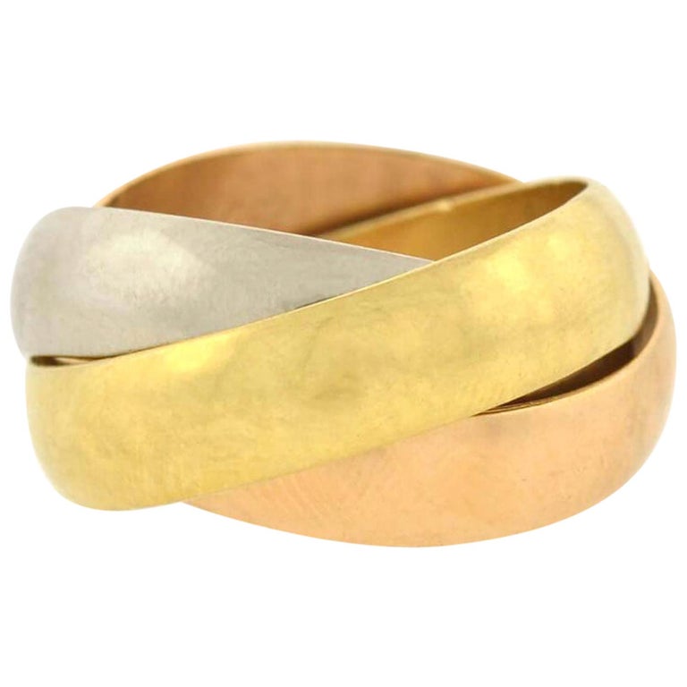 Cartier Vintage Tri-Tone Trinity Roller Ring For Sale at 1stDibs
