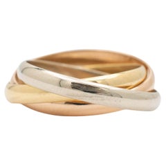 Cartier Trinity Ring 18K Tricolor Gold with Diamonds For Sale at 1stDibs