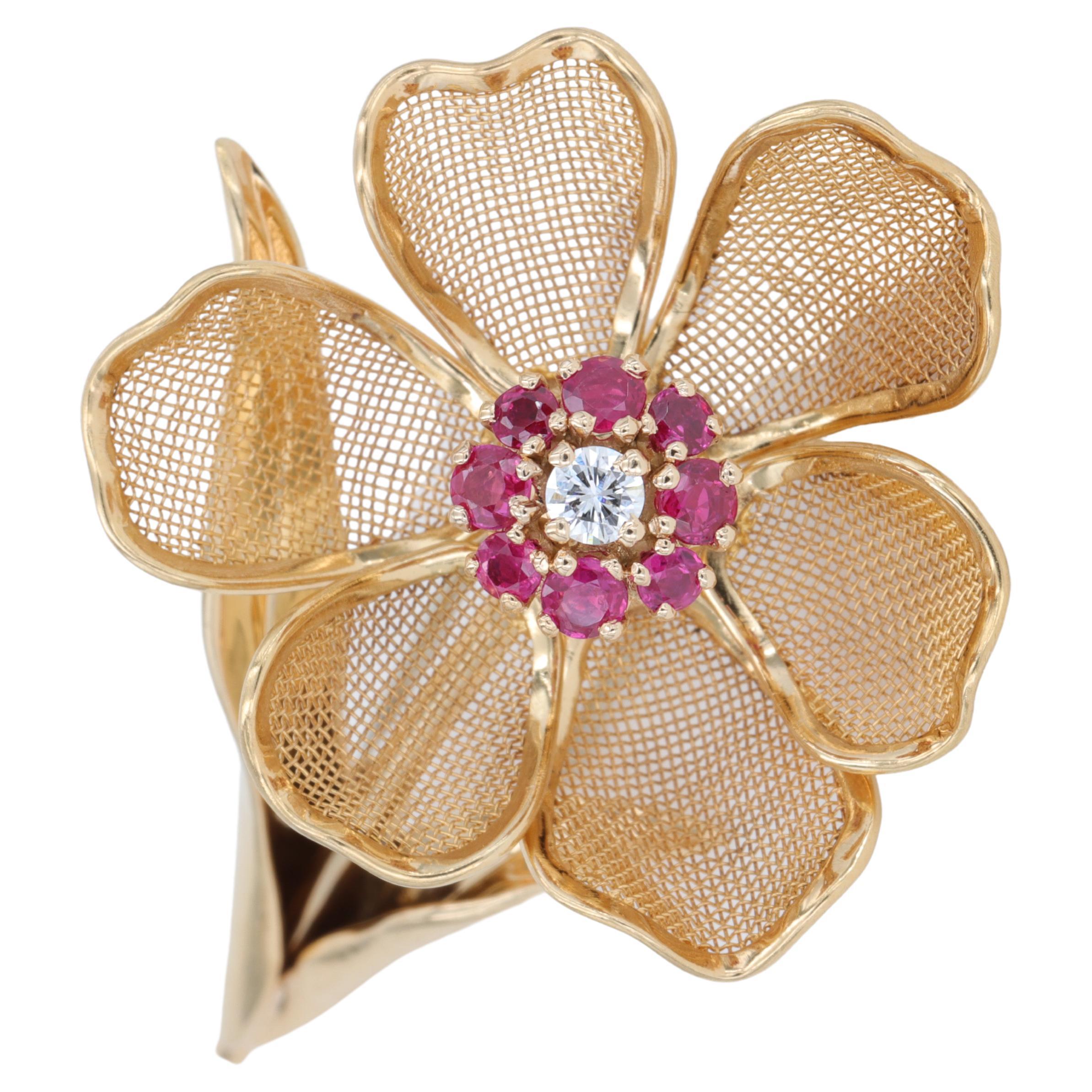 Cartier Mid Century Ruby Necklace in 18 Karat Yellow Gold Star Burst ...