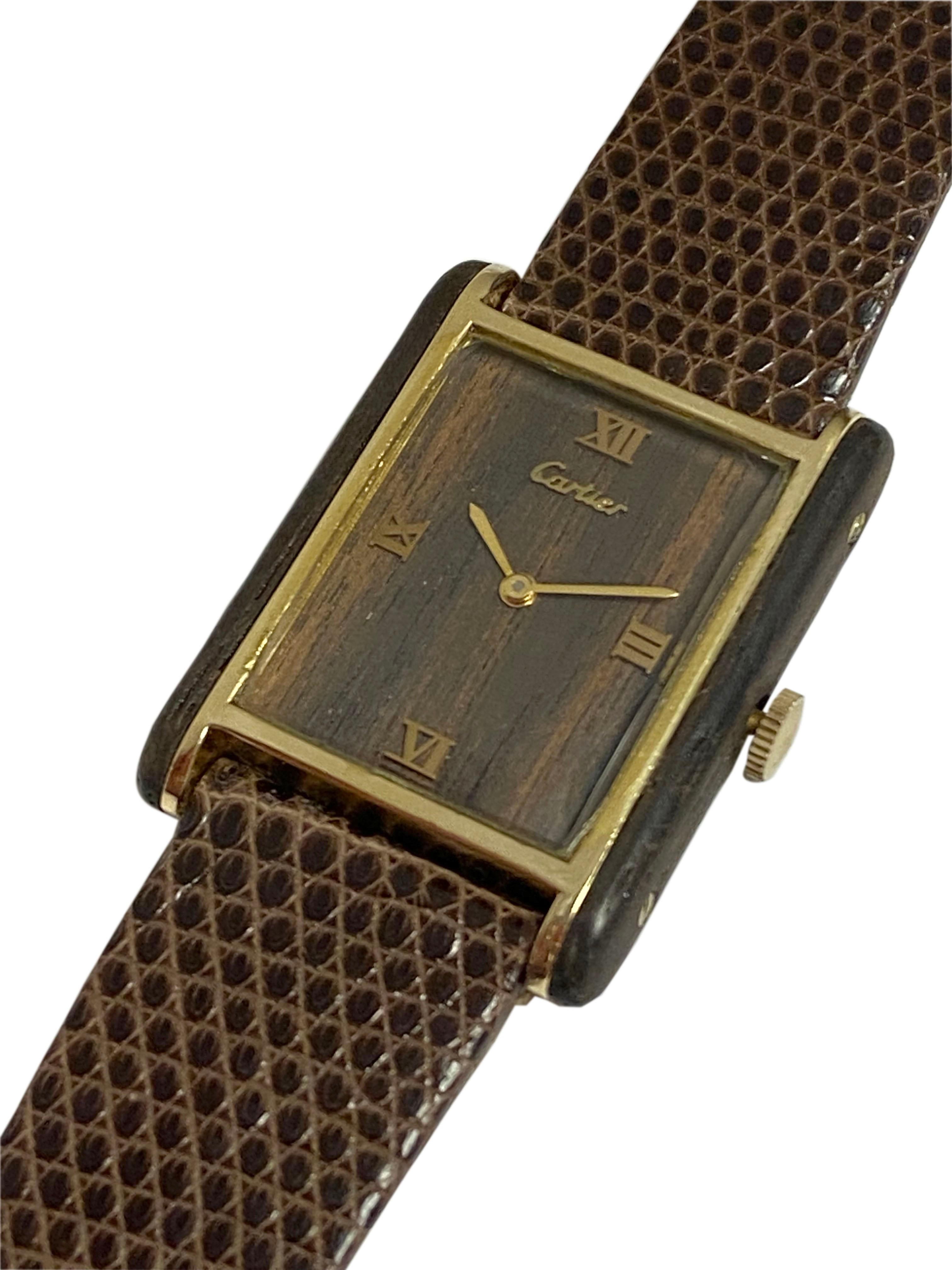 Cartier Vintage Wood Case and Dial Mechanical Wrist Watch at 1stDibs ...