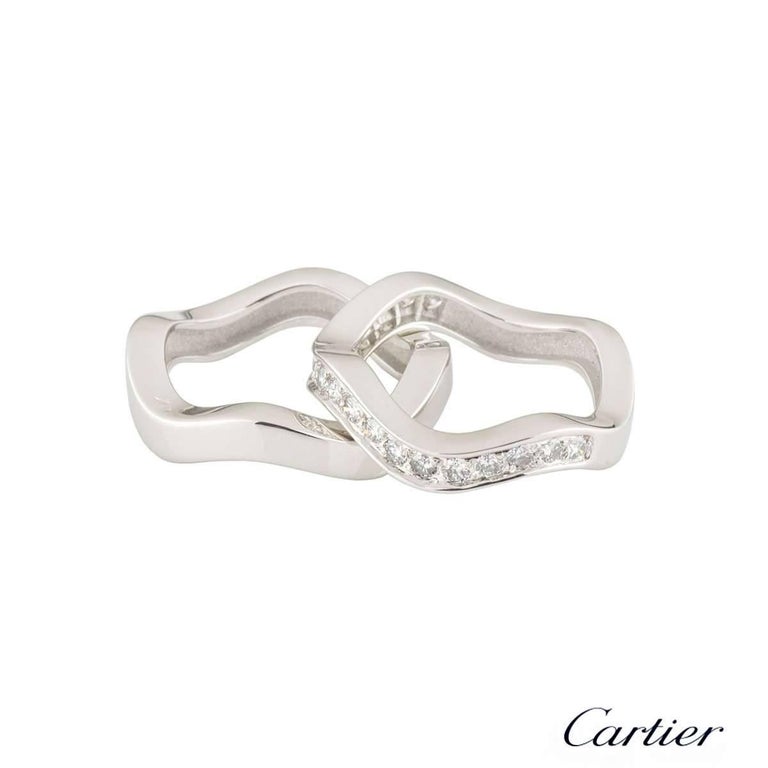 Cartier White Gold and Diamond Double Stacker Rings For Sale at 1stDibs