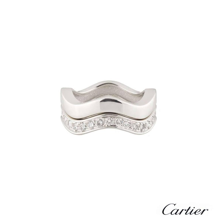 Cartier White Gold and Diamond Double Stacker Rings For Sale at 1stDibs