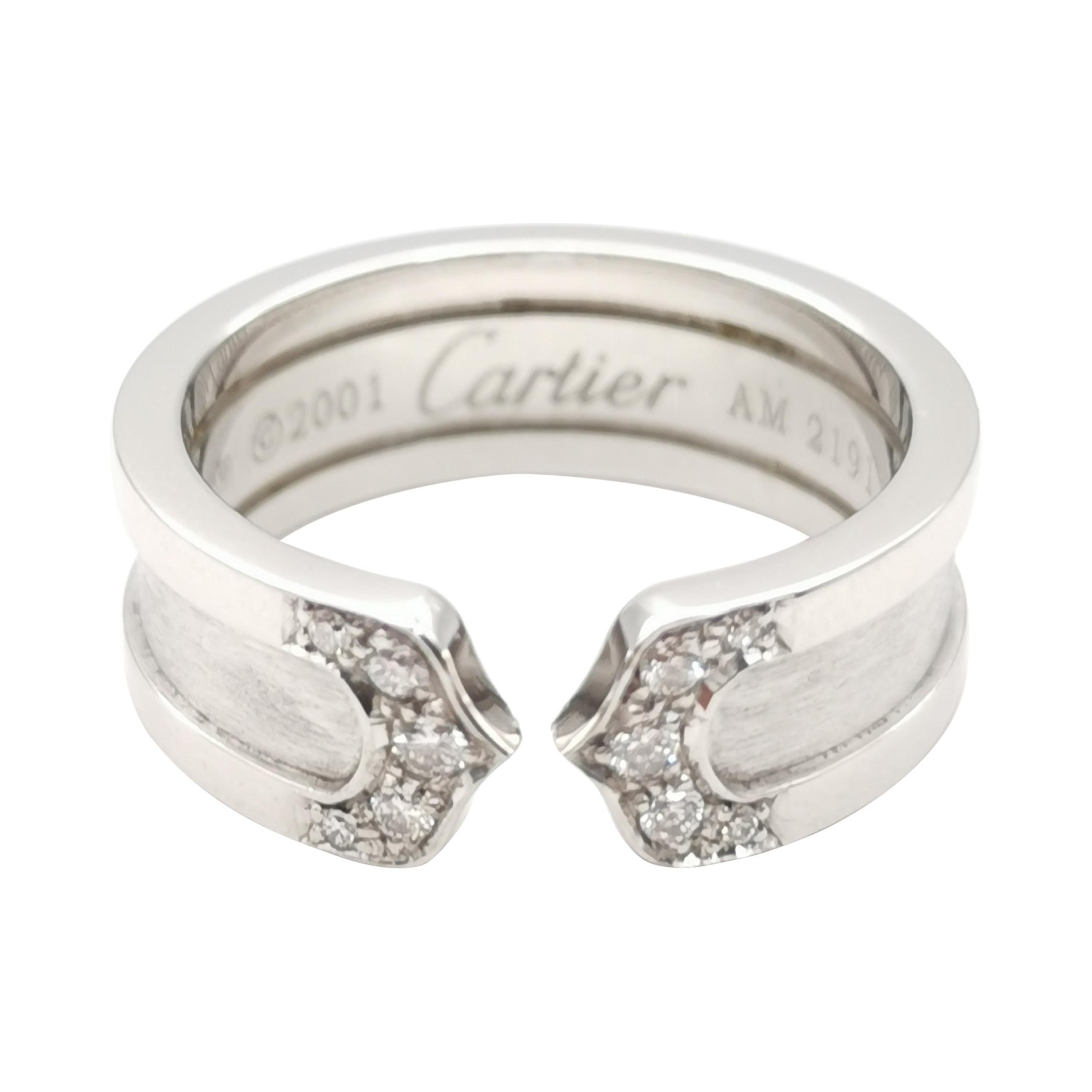 Cartier White Gold C2 Diamonds Band Ring at 1stDibs | cartier c2 ring