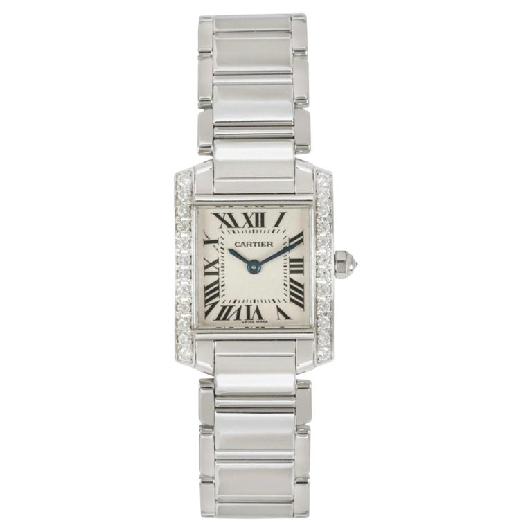 Cartier White Gold Diamond Bezel Tank Franchise WE100253 For Sale at ...
